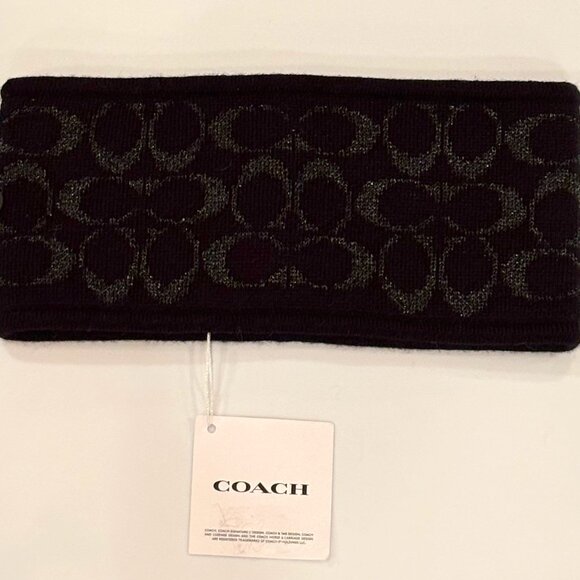 Coach | Accessories | Nwt Coach Womens Metallic Signature Logo Headband ...